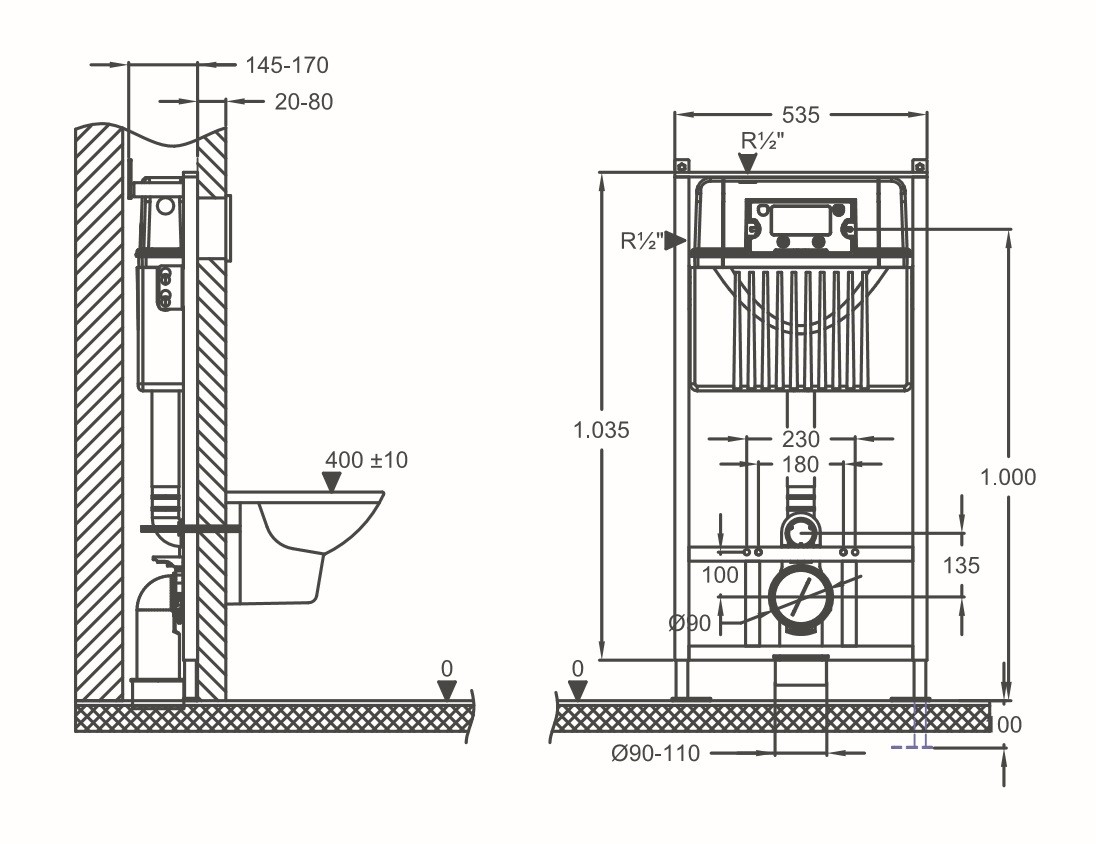 Ege Dual Flush Concealed Cistern in Wall System for Plasterboard 120 mm ...