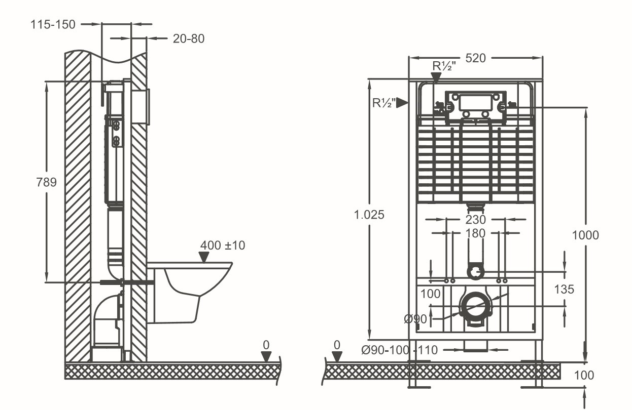 Promicro Dual Flush Concealed Cistern in Wall System for Plasterboard ...